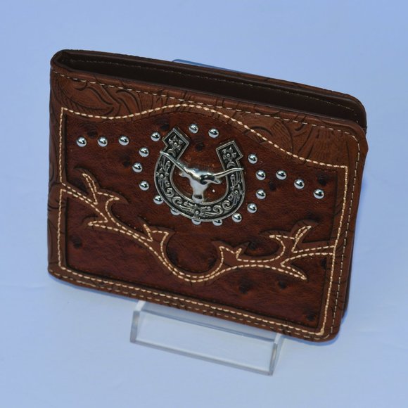 sroushaa | Accessories | Western Pu Leather Cowboy Concho Rodeo Wallet ...